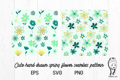 Cute hand drawn spring flower seamless pattern