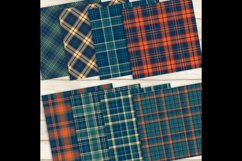 16 Seamless Orange and Green Tartan Digital Papers