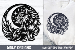 Aggressive Wolf Moon SVG Night Wolf Cut File