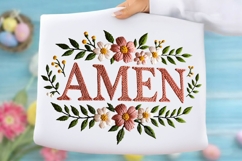 Amen Floral PNG Retro Easter Png