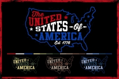 American Map Typography with Red White and Blue, Camouflage
