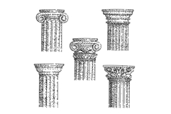Classical columns displaying ancient architecture styles eng