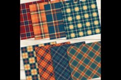 16 Seamless Orange and Green Tartan Digital Papers