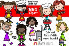 Backyard BBQ ClipArt -Doodle Girls Barbecue Clipart - Picnic