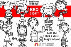 Backyard BBQ ClipArt -Doodle Girls Barbecue Clipart - Picnic