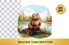 Watercolor beaver Clipart , Animal Sublimation PNG