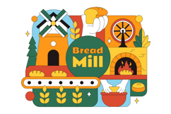 10 Traditional Bread Mill Illustration (6412621)