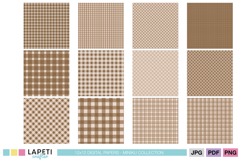 Brown Plaid Digital Papers, 12 Seamless-Style Patterns