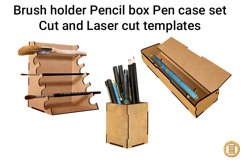 Laser cut desk organizer Pencil box Brush holder template