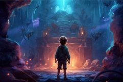 Mage child fantasy dungeon. Generate Ai (3452016)