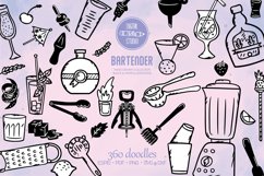 Bartender Doodles | Hand Drawn Bar tending tools | Mixology