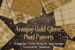 16 Antique Gold Glitter Plaid Tartan Digital Papers