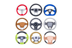 Nine car steering wheels showing diverse designs (6564190)