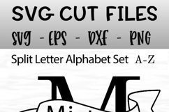 Split Letters A-Z | 26 Split Monogram SVG files with banners