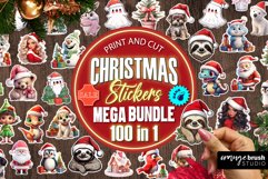 Christmas Stickers Mega Bundle, Printable Stickers, 100 in 1