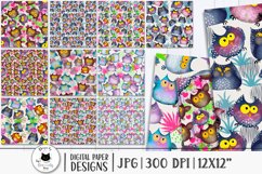 Seamless Owl Digital Paper Pack | Cute Bird Pattern Designs