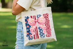 Striped floral 4th July Coquette USA Flag Independence Day