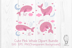 Cute Pink Whale Clipart Bundle Dreamy Fantasy Ocean Animals