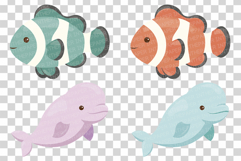 Cute Sea Animal | Clip art PNG Vector Ocean Turtle Whale eps