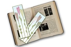 Bookmark, Printable Bookmark Set, Trio Heart Flowers 2