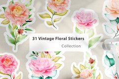 Beautiful vintage pink arrangement watercolor floral sticker
