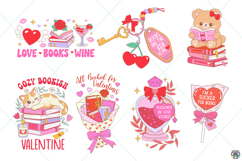 Bookish Valentine Png Svg Bundle, Book Lover Clipart