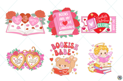 Bookish Valentine Png Svg Bundle, Book Lover Clipart