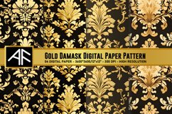 Gold Damask Digital Paper Patterns