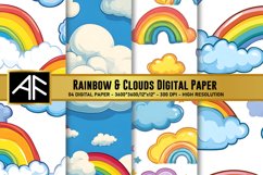Rainbow & Clouds Digital Paper Pattern (4460593)