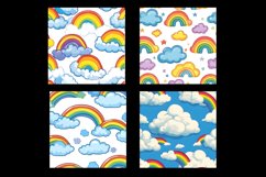 Rainbow & Clouds Digital Paper Pattern (4460593)