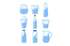 Water drinking containers assortment displaying hydration an