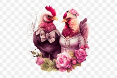 Chicken Couple Watercolor Sublimation Clipart