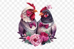 Chicken Couple Watercolor Sublimation Clipart