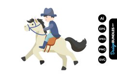 Boys Horse Riding Clipart