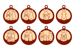 8x Easter Bunny Family Ornament Laser Cut SVG Designs