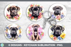 Watercolor Cane Corso Dog Keychain | Sublimation Keyring Des