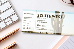 Editable Southwest Flight Ticket Canva Template