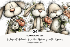 Elegant Floral Easter Bunny with Spring Flowers