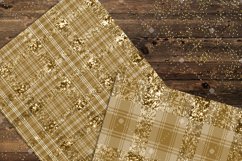 16 Antique Gold Glitter Plaid Tartan Digital Papers