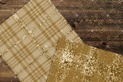 16 Antique Gold Glitter Plaid Tartan Digital Papers