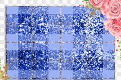 16 Luxury Gold Royal Blue Glitter Plaid Tartan Digital Paper