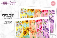 Flower Bookmarks Printable Watercolor Sublimation Bundle Png