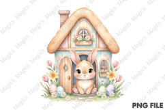 Flower Easter Bunny Rabbit House PNG