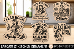 Funny Sarcastic Cut File, Retro Housewife Ornament SVG