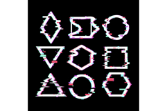 Glitch art frames displaying retro digital distortion effect