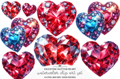 Glitter Heart Valentines Day Clip Art