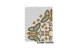 Gold butterflies geometric cross stitch pattern