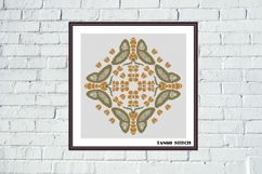 Gold butterflies geometric cross stitch pattern