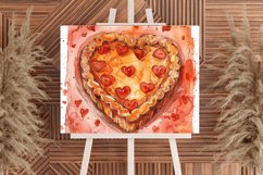 Watercolor Hart Shaped Pie Digital Paper Bundle