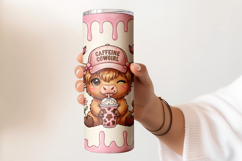 Girly Highland Cow Tumbler Wrap PNG 20oz (6774584)